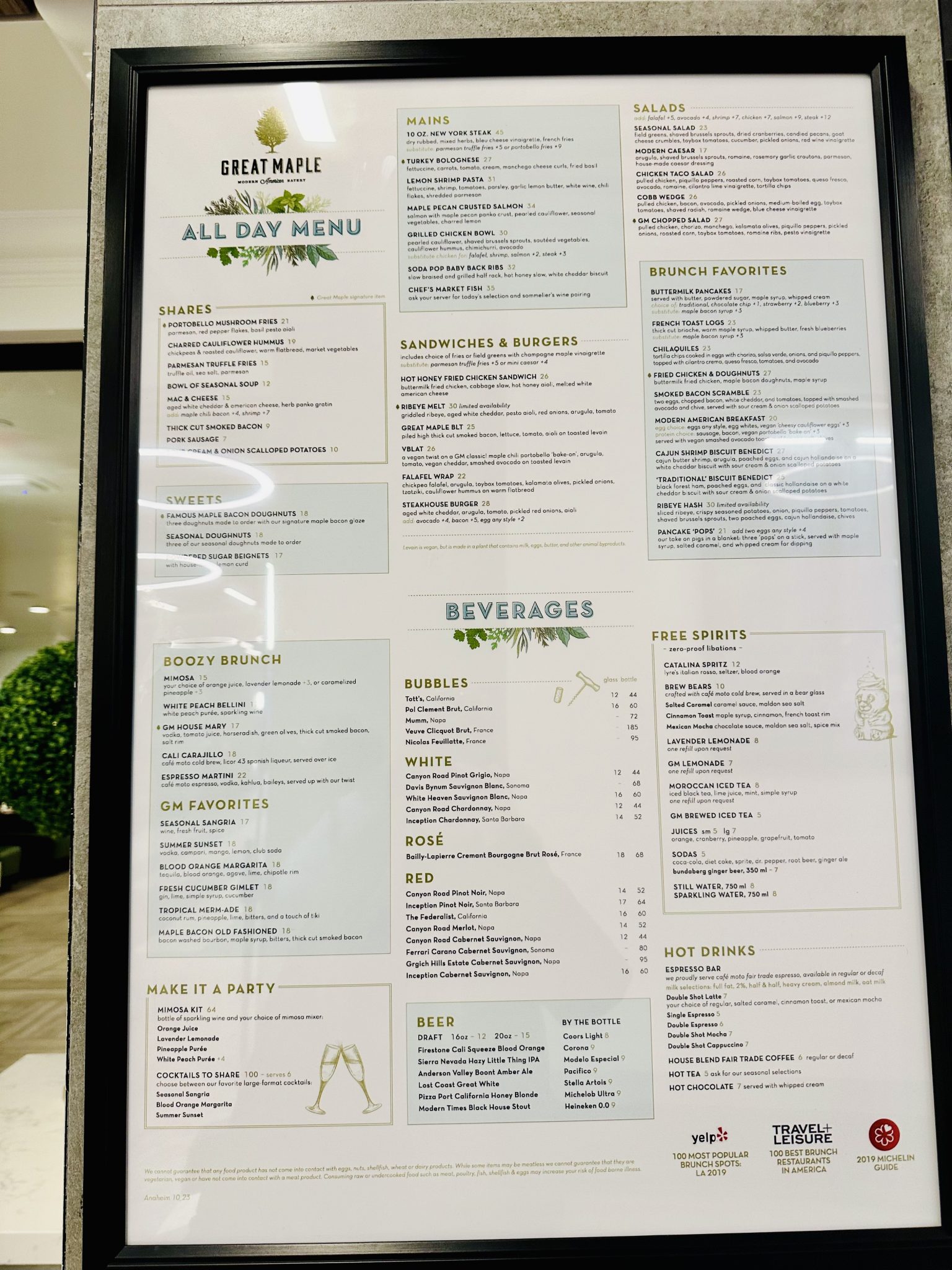 Review of Great Maple Modern American Eatery at Pixar Place Hotel | The ...